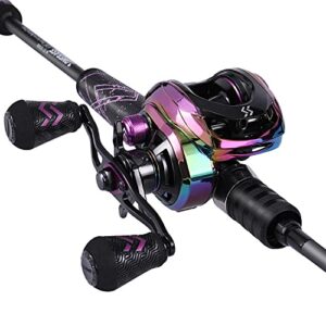 one bass fishing rod and reel combo, baitcasting combo with superpolymer handle-black-1.8m -right handed