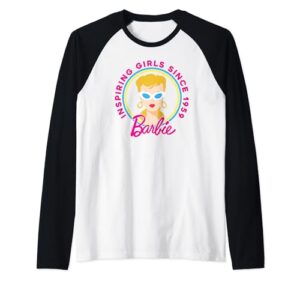 barbie 60th anniversary inspiring girls since 59 raglan baseball tee