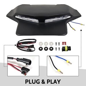 LED Auxiliary Light DRL Kit for Ryker, SAUTVS Black Hood Panel with Daytime Running Light for Can-Am Ryker 600 900 Sport & Ryker Rally Edition All Models Accessories (Replace #219400848#219401075)