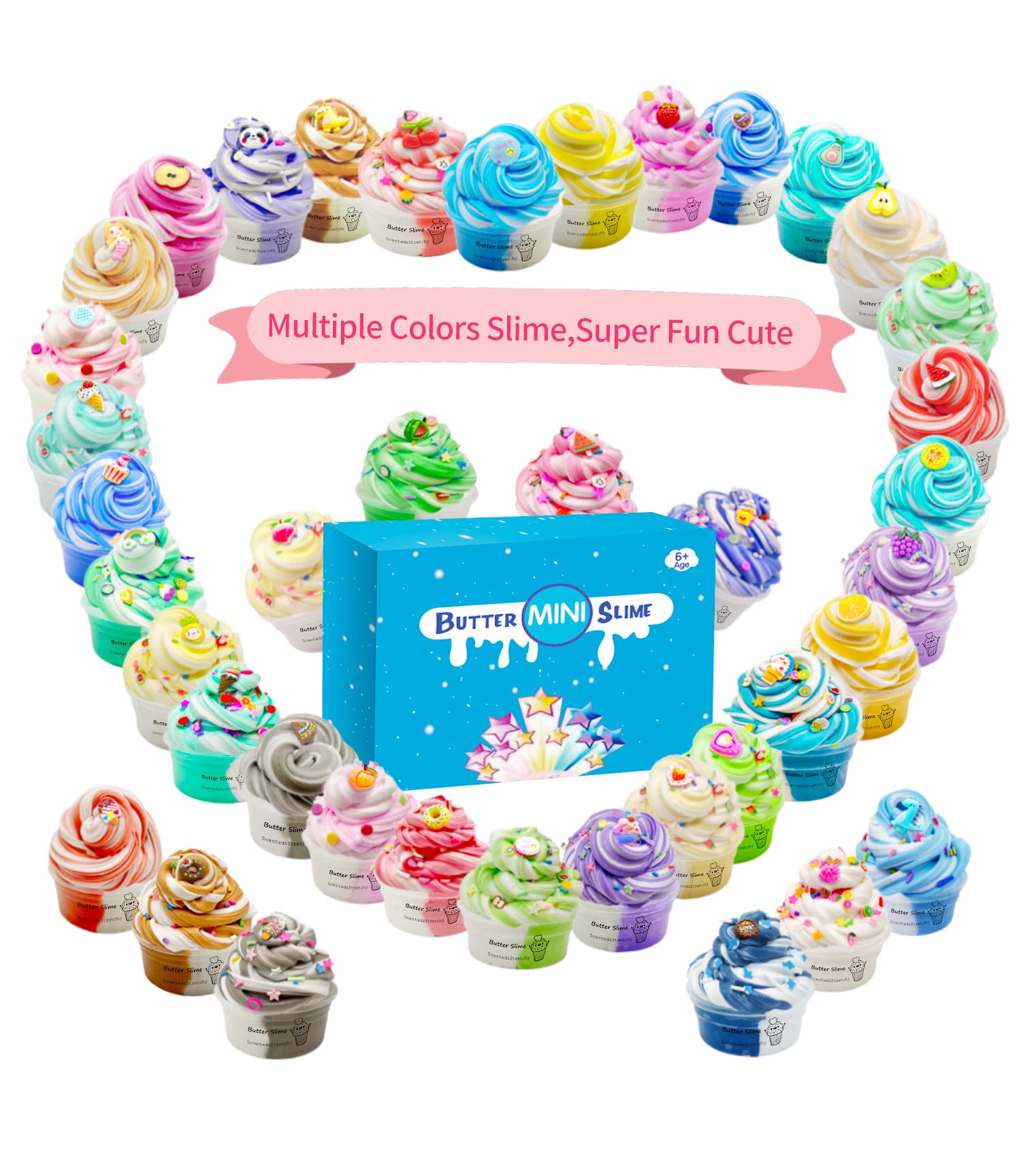 40 Pack Butter Slime kit,Educational Scented Sludge Toys,Party Favor Supplies,Super Soft,Non-Sticky, Very Suitable Birthday Gifts for Boys and Gir,Easter Filling Stuffers.