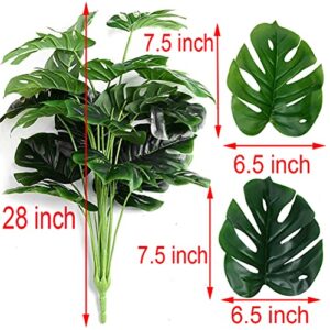 CLONG Artificial Palm Leaves Plants Faux Fake Monstera Turtle Leaf Tropical Large Palm Tree Leaves Plant Outdoor UV Resistant Plastic Plants (Green)