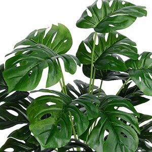 CLONG Artificial Palm Leaves Plants Faux Fake Monstera Turtle Leaf Tropical Large Palm Tree Leaves Plant Outdoor UV Resistant Plastic Plants (Green)