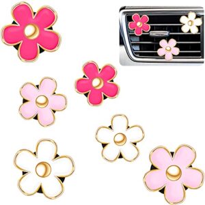 6 pcs daisy flower air vent clip air conditioning outlet clip car air freshener clip charm car inter decor accessories (red, pink, white,3 cm, 3.3 cm)