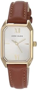 anne klein women japanese quartz dress watch with leather strap, brown, 13 (model: ak/3874chhy)