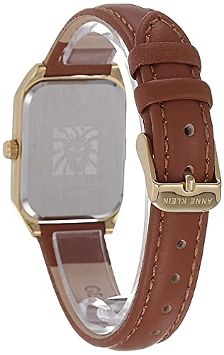 Anne Klein Women Japanese Quartz Dress Watch with Leather Strap, Brown, 13 (Model: AK/3874CHHY)