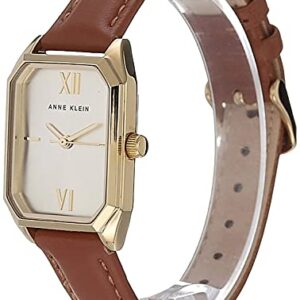 Anne Klein Women Japanese Quartz Dress Watch with Leather Strap, Brown, 13 (Model: AK/3874CHHY)