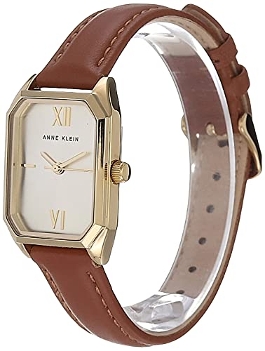 Anne Klein Women Japanese Quartz Dress Watch with Leather Strap, Brown, 13 (Model: AK/3874CHHY)