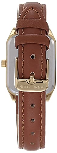 Anne Klein Women Japanese Quartz Dress Watch with Leather Strap, Brown, 13 (Model: AK/3874CHHY)