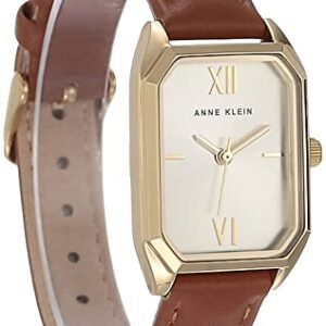 Anne Klein Women Japanese Quartz Dress Watch with Leather Strap, Brown, 13 (Model: AK/3874CHHY)