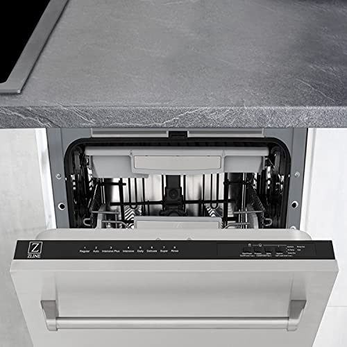 ZLINE 18" Tallac Series 3rd Rack Top Control Dishwasher in Stainless Steel and Traditonal Handle, 51dBa (DWV-304-18) (304 Stainless Steel)