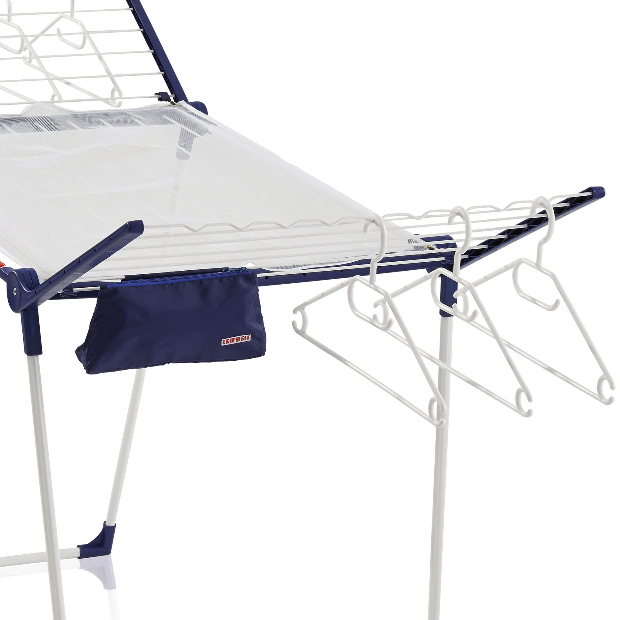 Leifheit Pegasus 200 Gullwing Drying Rack, White and Blue