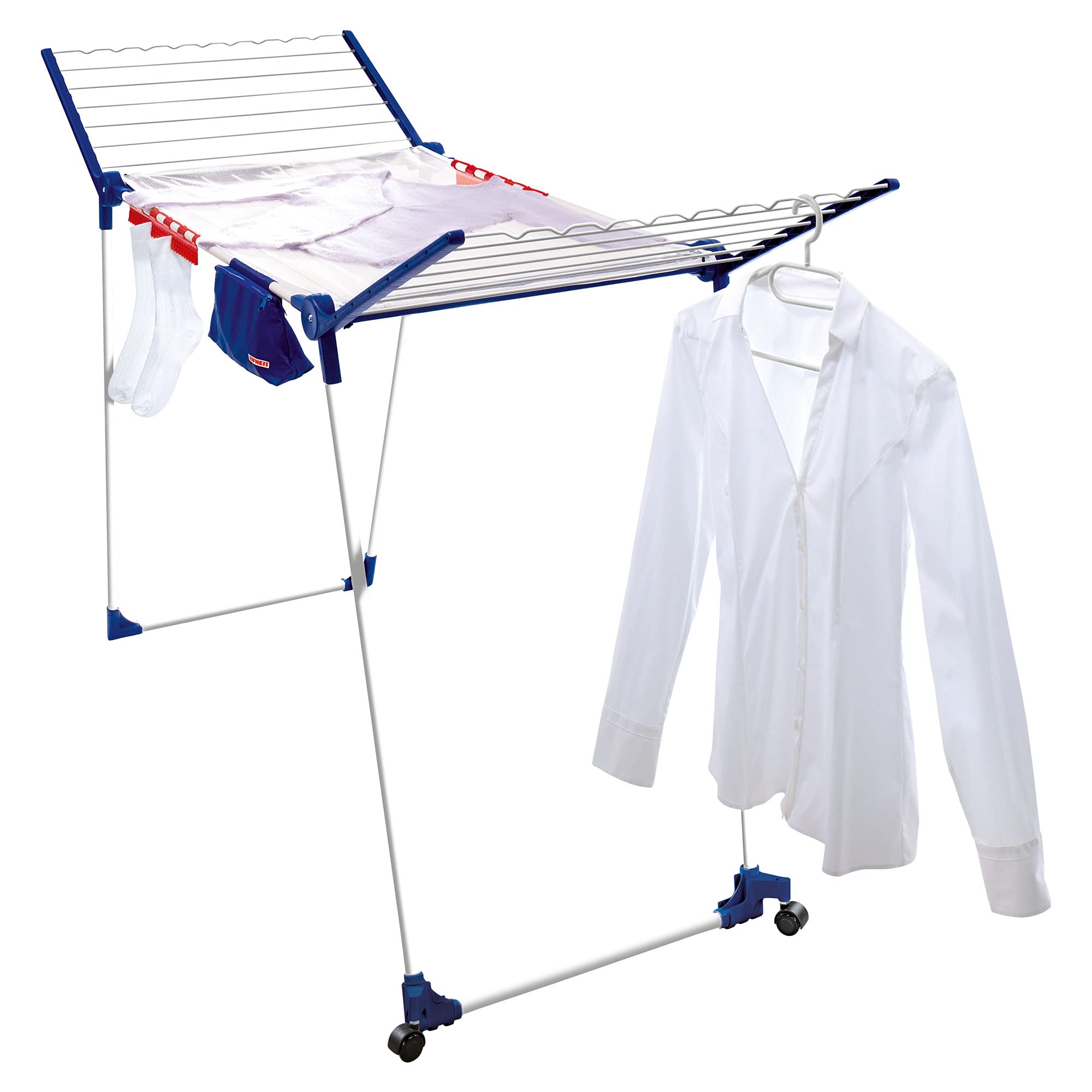 Leifheit Pegasus 200 Gullwing Drying Rack, White and Blue