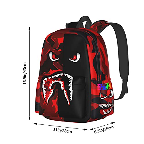 Vkaxopt Backpack Shark Teeth Camo Backpacks Travel Laptop Daypack Big Capacity Bookbag Fashion Durable for Men and Women,One Size