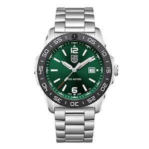 luminox pacific diver xs.3137 mens watch 44mm - dive watch in silver/green date function 200m water resistant sapphire glass