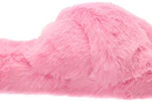 Amazon Essentials Women's Fluffy Slipper, Bright Pink, 8