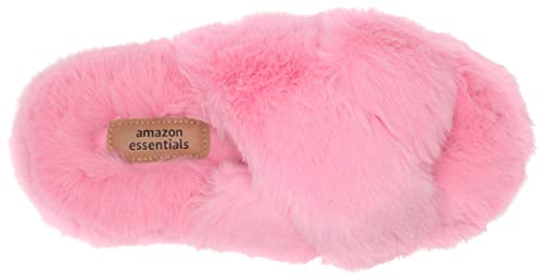 Amazon Essentials Women's Fluffy Slipper, Bright Pink, 8