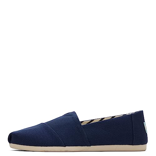 TOMS Women's Alpargata Recycled Cotton Canvas Slip On Sneaker Navy Recycled Cotton Canvas