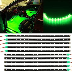 10pcs 12v led interior car light led strip light, mini neon interior exterior waterproof flexible utility 30cm 15leds car underglow lights for truck bar cars golf motorcycles boat decoration, green