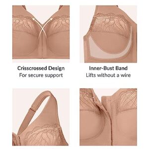 Glamorise Full Figure Plus Size MagicLift Natural Shape Front-Closure Bra Wirefree #1210