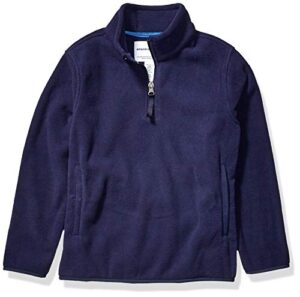 amazon essentials boys' polar fleece quarter-zip pullover jacket, navy, medium