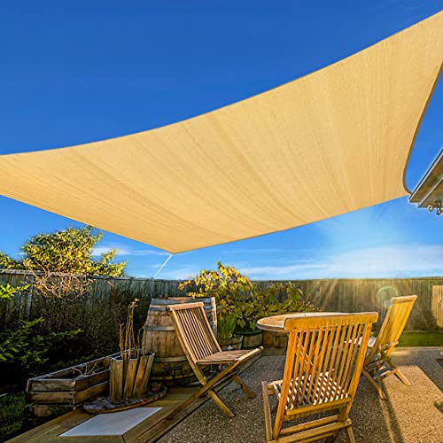 Artpuch 6.5'x10' Sun Shade Sails 185GSM Rectangle Sand Shade Sail UV Block for Patio Garden Outdoor Facility