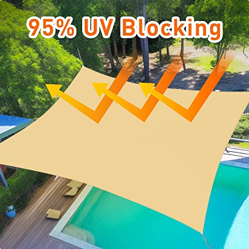 Artpuch 6.5'x10' Sun Shade Sails 185GSM Rectangle Sand Shade Sail UV Block for Patio Garden Outdoor Facility