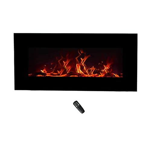 C-Hopetree 34 Inch Wide Electric Fireplace, Wall Mounted or Freestanding Portable Room Heater with Remote and Thermostat