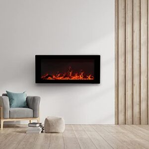 C-Hopetree 34 Inch Wide Electric Fireplace, Wall Mounted or Freestanding Portable Room Heater with Remote and Thermostat