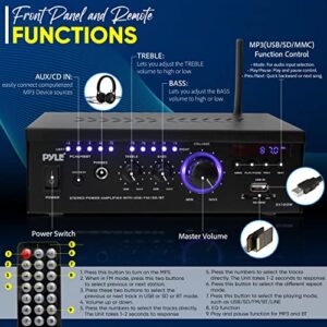 Pyle Bluetooth Mini Stereo Power Amplifier - 2x120W Dual Channel Sound Audio Receiver Entertainment w/Remote, for Amplified Speakers, CD DVD, MP3, Theater via 3.5mm RCA Input, Studio Use - PCAU48BT.5