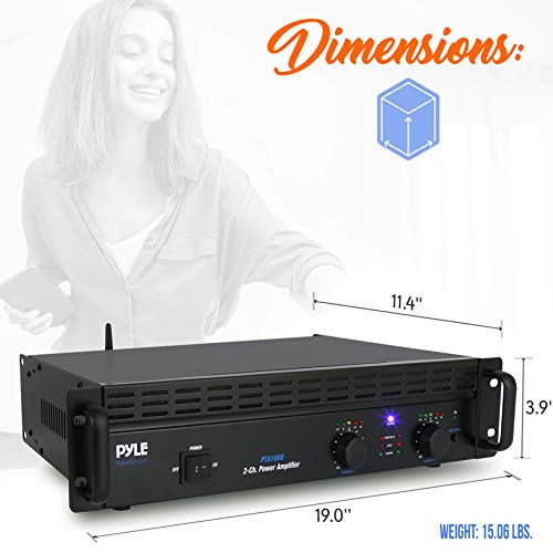 Pyle Professional Audio Bluetooth Power Amplifier - 2-Channel Rack Mount Bridgeable, LED Indicators, Shockproof Binding Posts, Cooling Fans 1000 Watt  - Pyle Pro PTA1000.5