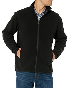 amazon essentials men's full-zip polar fleece jacket (available in big & tall), black, large