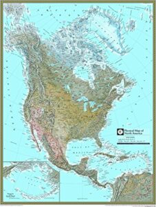 24"x31" physical map - north america physical atlas wall map [photot paper]