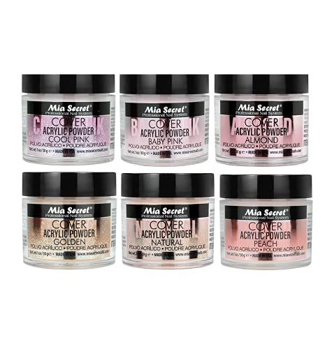 Mia Secret Acrylic Powder COVER (Baby Pink/Cool Pink/Natural/Peach/Almond/Golden) - 1 oz; 6pc