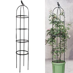 anothera 6ft rustproof metal pipe with heavy duty plastic coated, garden outdoor indoor potted plant support, round obelisk trellis for climbing vine（black）