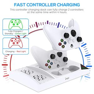 Cooling Fan with Charging Stand for Xbox Series S Console and Controller, Dual Charger Dock Accessories with 2 x 1400mAh Rechargeable Battery and Cover, Headphone Mount for Xbox Series S