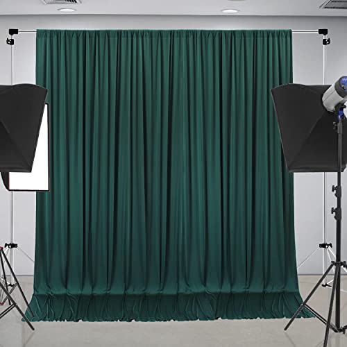 10 ft x 10 ft Wrinkle Free Blackish Green Backdrop Curtain Panels, Polyester Photography Backdrop Drapes, Wedding Party Home Decoration Supplies