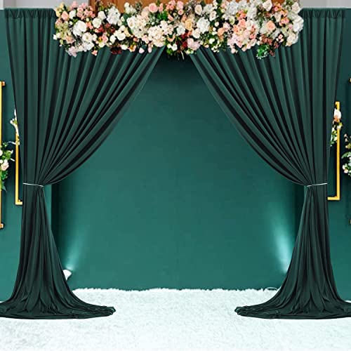 10 ft x 10 ft Wrinkle Free Blackish Green Backdrop Curtain Panels, Polyester Photography Backdrop Drapes, Wedding Party Home Decoration Supplies