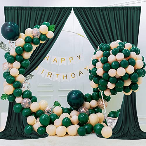 10 ft x 10 ft Wrinkle Free Blackish Green Backdrop Curtain Panels, Polyester Photography Backdrop Drapes, Wedding Party Home Decoration Supplies