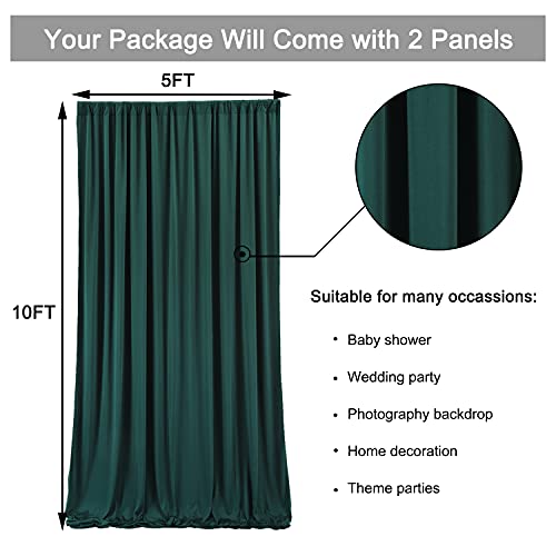 10 ft x 10 ft Wrinkle Free Blackish Green Backdrop Curtain Panels, Polyester Photography Backdrop Drapes, Wedding Party Home Decoration Supplies