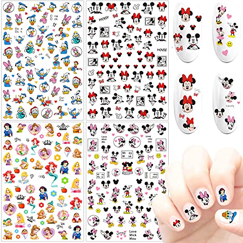 KPTRBZK 3D Nail Art Stickers Cute Nail Decals Self Adhesive Cute Nail Stickers Designs Cartoon Nail Sticker for Girls Women Kids Manicure Decoration Nail Accessories Gifts (4 Sheets 280+ Decals)