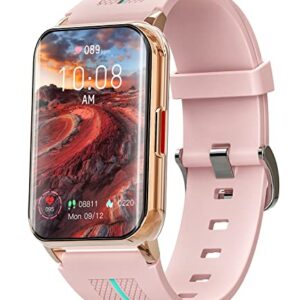 Smart Watch for Android iOS Phones,1.57 inch Full Touch Screen Fitness Tracker with Heart Rate & Blood Oxygen Monitoring IP68 Waterproof Smart Watches for Men Women (Pink)