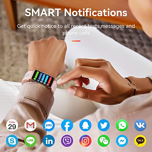 Smart Watch for Android iOS Phones,1.57 inch Full Touch Screen Fitness Tracker with Heart Rate & Blood Oxygen Monitoring IP68 Waterproof Smart Watches for Men Women (Pink)