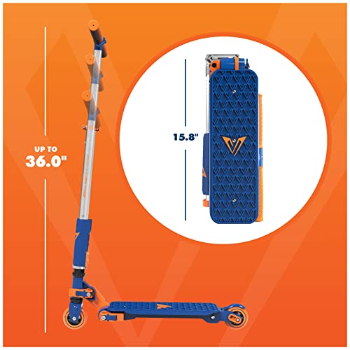 Valor Kick Scooter Toy, Ultra Compact & Lightweight Foldable Scooter Kids with ABEC7 Wheel Bearing, Outdoor Toys for Kids Ages 8-12 and Up, Blue & Orange