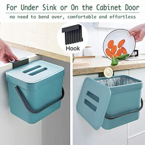 Kitchen Compost Bin, LALASTAR Hanging Trash Can with Lid for Kitchen Cabinet Door, Under Sink, Wall Mounted Waste Bin for Bathroom, 1.8 Gallon, Blue