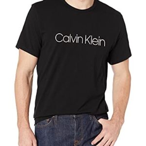 Calvin Klein Men's Chill Short Sleeve Crew Neck, Black W White Logo, L