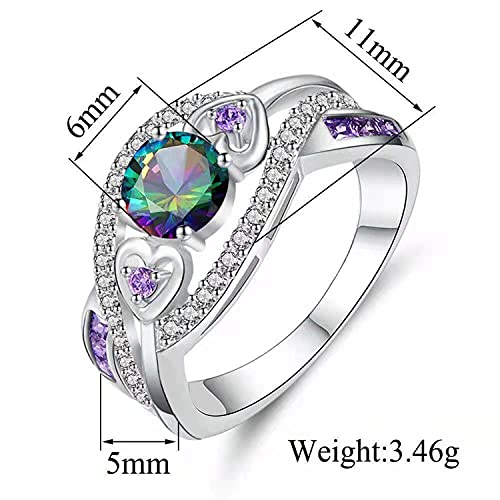 rings for women 925 ring sterling silver Colorful drop oval Zirconia Ring Eternal Promise engagement Ring (B,10)