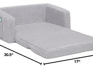 Delta Children Cozee Flip-Out Sherpa 2-in-1 Convertible Sofa to Lounger for Kids, Grey