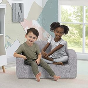 Delta Children Cozee Flip-Out Sherpa 2-in-1 Convertible Sofa to Lounger for Kids, Grey