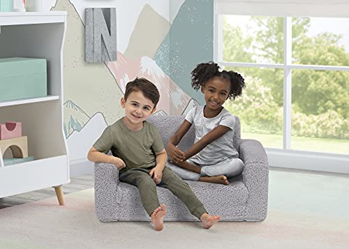 Delta Children Cozee Flip-Out Sherpa 2-in-1 Convertible Sofa to Lounger for Kids, Grey