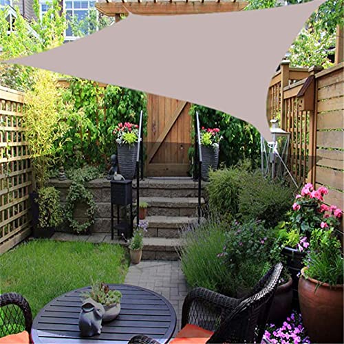 JLCP 2.5X2.5M Waterproof Square Sun Shade Sail, Outdoor Patio Party Rectangle Sunscreen Awning with Fixing Kit,Anti-UV/Sun Protection Garden Sun Shade Canopy with 4 Free Rope,Light Brown